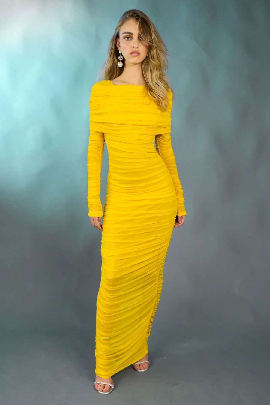 MIGHTY robe longue drapée – Allon Paris